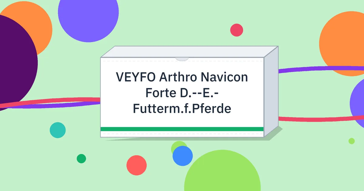 Symbolbild: Packung mit der Aufschrift VEYFO Arthro Navicon Forte D.--E.-Futterm.f.Pferde (PZN 18378590) – Verfügbarkeit und Bezug in Apotheken in Frankfurt am Main
