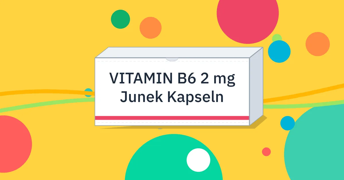 Symbolbild: Packung mit der Aufschrift VITAMIN B6 2 mg Junek Kapseln (PZN 10052848) – Verfügbarkeit und Bezug in Apotheken in Frankfurt am Main