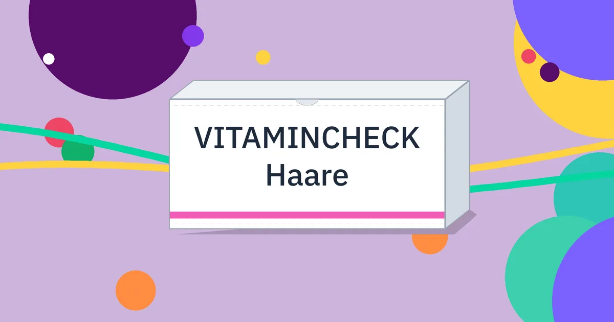 Symbolbild: Packung mit der Aufschrift VITAMINCHECK Haare (PZN 09542033) – Verfügbarkeit und Bezug in Apotheken in Frankfurt am Main