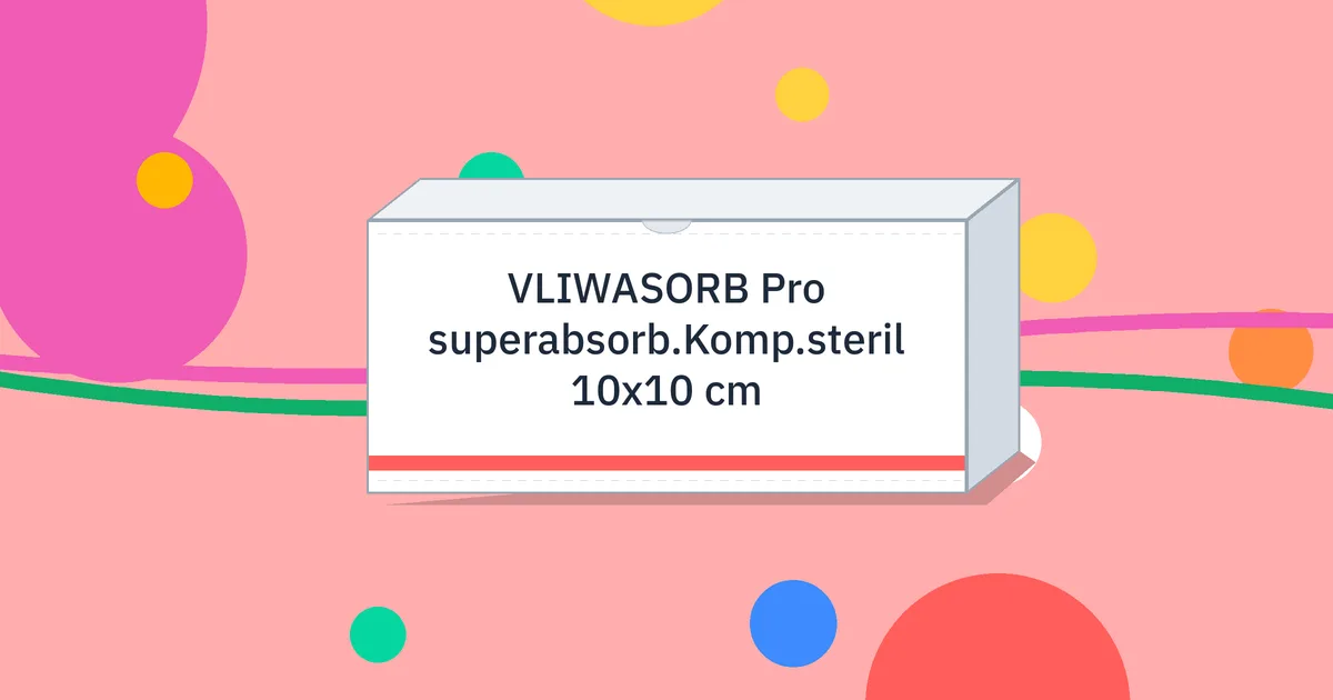Symbolbild: Packung mit der Aufschrift VLIWASORB Pro superabsorb.Komp.steril 10x10 cm (PZN 10792516) – Verfügbarkeit und Bezug in Apotheken in Frankfurt am Main