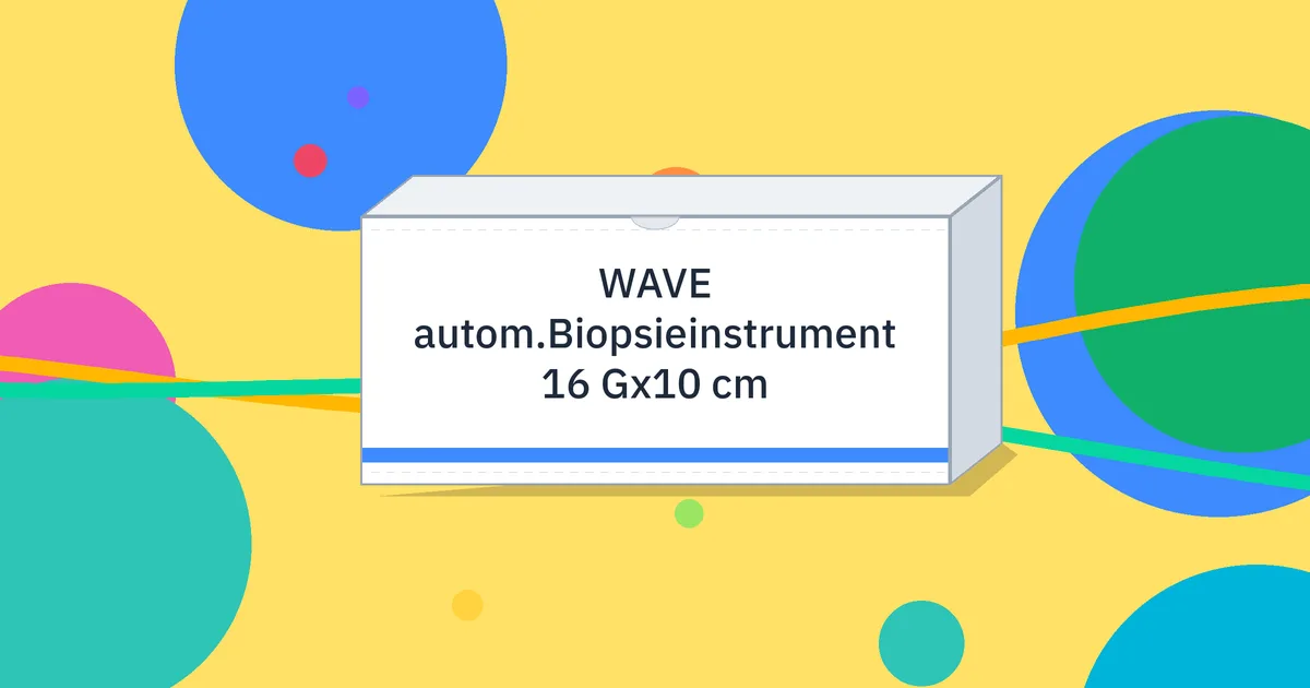 Symbolbild: Packung mit der Aufschrift WAVE autom.Biopsieinstrument 16 Gx10 cm (PZN 19529594) – Verfügbarkeit und Bezug in Apotheken in Frankfurt am Main