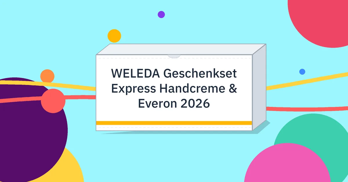 Symbolbild: Packung mit der Aufschrift WELEDA Geschenkset Express Handcreme & Everon 2026 (PZN 20284979) – Verfügbarkeit und Bezug in Apotheken in Frankfurt am Main
