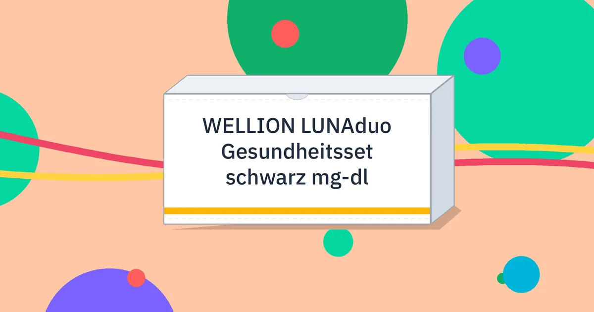 Symbolbild: Packung mit der Aufschrift WELLION LUNAduo Gesundheitsset schwarz mg-dl (PZN 13350434) – Verfügbarkeit und Bezug in Apotheken in Frankfurt am Main