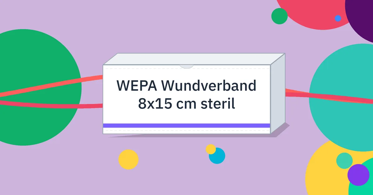 Symbolbild: Packung mit der Aufschrift WEPA Wundverband 8x15 cm steril (PZN 16233901) – Verfügbarkeit und Bezug in Apotheken in Frankfurt am Main