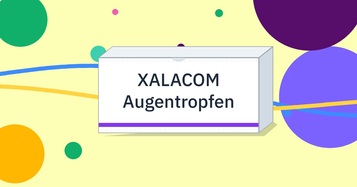 Symbolbild: Packung mit der Aufschrift XALACOM Augentropfen (PZN 13749455) – Verfügbarkeit und Bezug in Apotheken in Frankfurt am Main