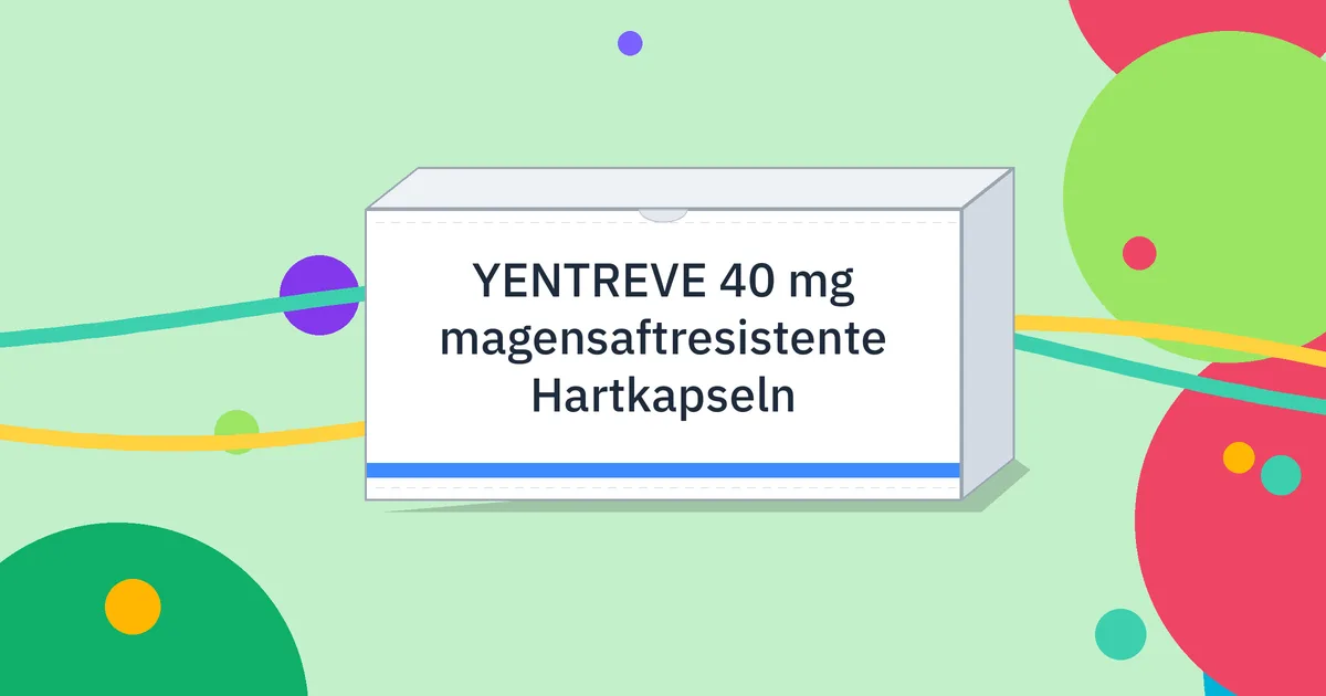 Symbolbild: Packung mit der Aufschrift YENTREVE 40 mg magensaftresistente Hartkapseln (PZN 09207866) – Verfügbarkeit und Bezug in Apotheken in Frankfurt am Main