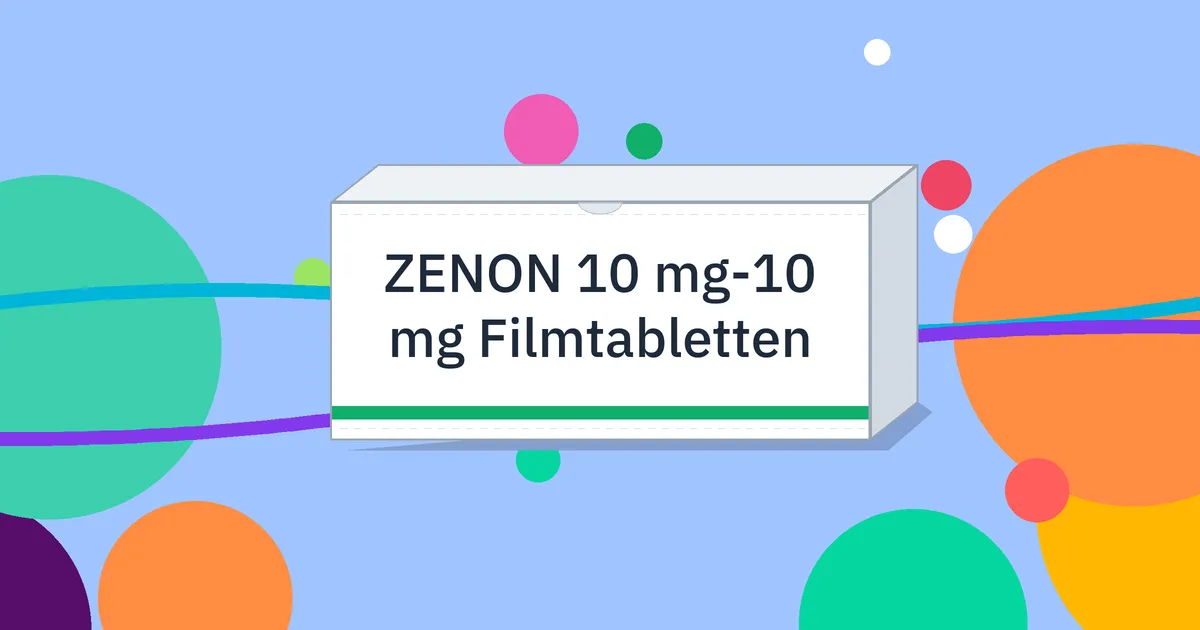 Symbolbild: Packung mit der Aufschrift ZENON 10 mg-10 mg Filmtabletten (PZN 19339356) – Verfügbarkeit und Bezug in Apotheken in Frankfurt am Main