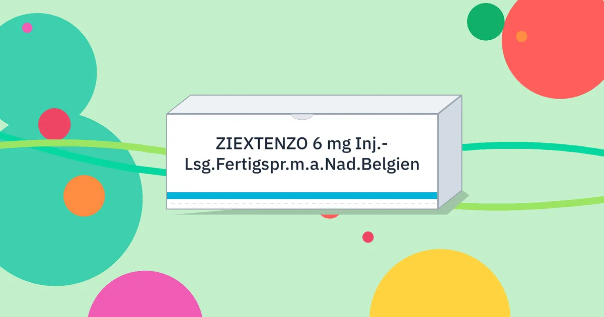 Symbolbild: Packung mit der Aufschrift ZIEXTENZO 6 mg Inj.-Lsg.Fertigspr.m.a.Nad.Belgien (PZN 20878377) – Verfügbarkeit und Bezug in Apotheken in Frankfurt am Main