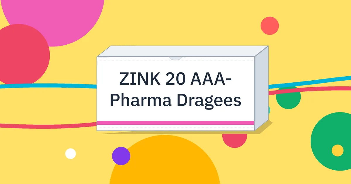 Symbolbild: Packung mit der Aufschrift ZINK 20 AAA-Pharma Dragees (PZN 00790060) – Verfügbarkeit und Bezug in Apotheken in Frankfurt am Main