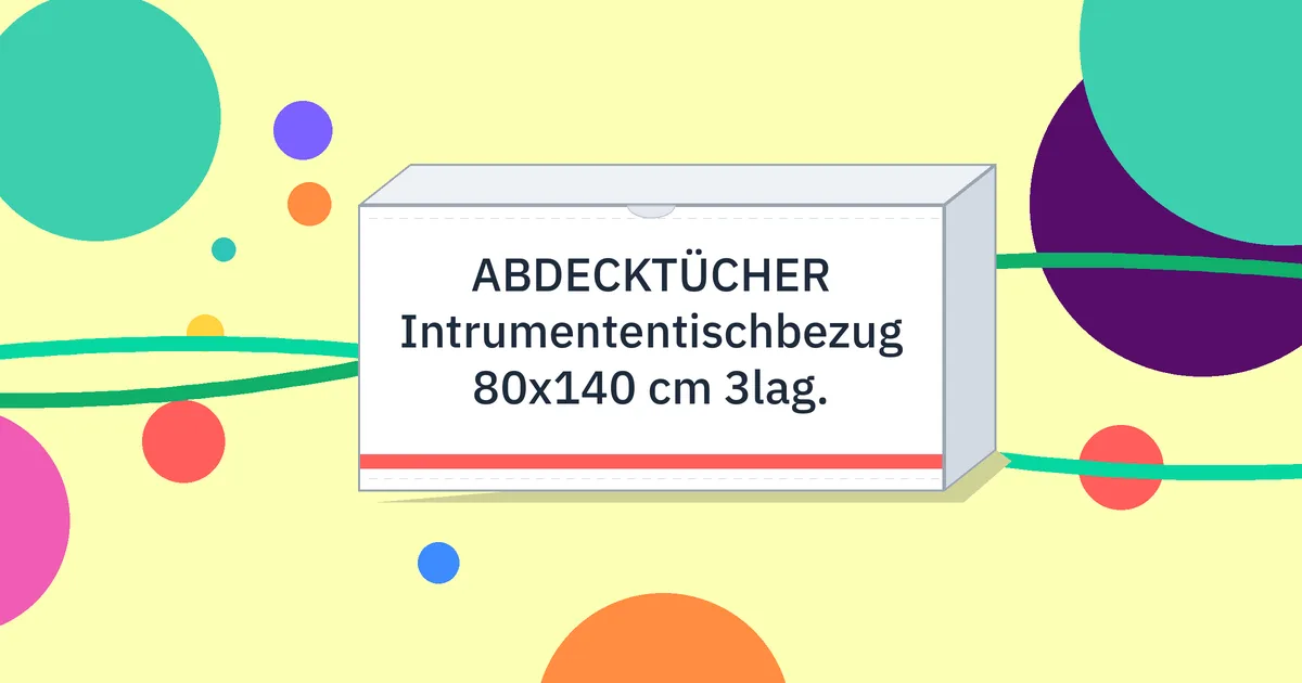 Symbolbild: Packung mit der Aufschrift ABDECKTÜCHER Intrumententischbezug 80x140 cm 3lag. (PZN 09728559) – Verfügbarkeit und Bezug in Apotheken in Frankfurt am Main