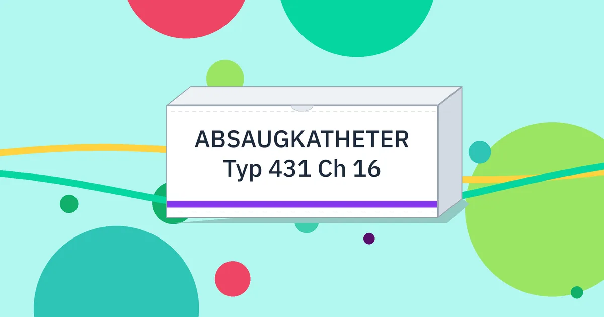 Symbolbild: Packung mit der Aufschrift ABSAUGKATHETER Typ 431 Ch 16 (PZN 08824485) – Verfügbarkeit und Bezug in Apotheken in Frankfurt am Main