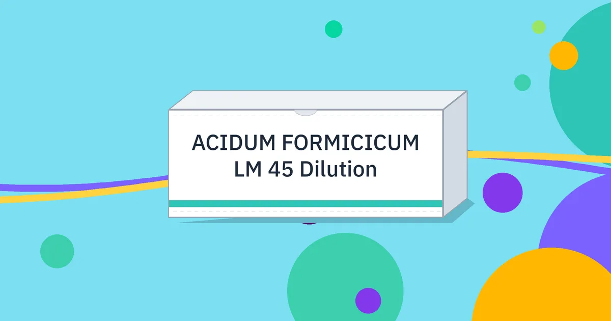 Symbolbild: Packung mit der Aufschrift ACIDUM FORMICICUM LM 45 Dilution (PZN 12752136) – Verfügbarkeit und Bezug in Apotheken in Frankfurt am Main