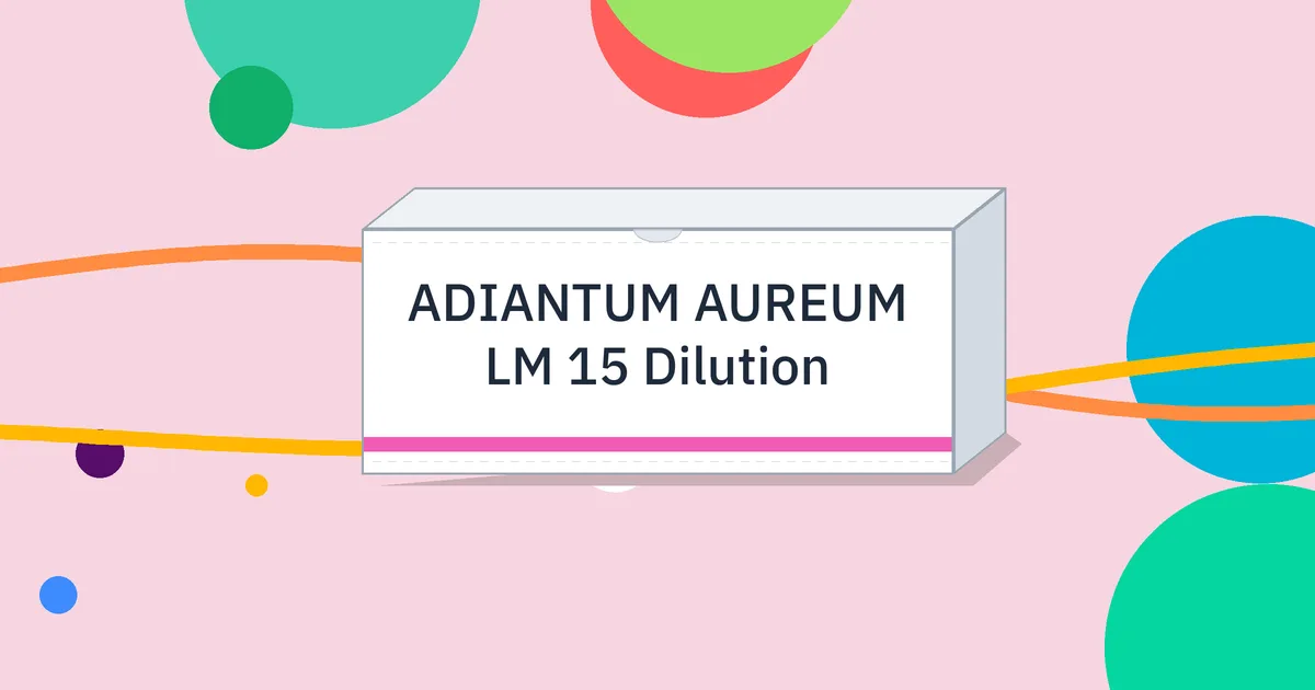 Symbolbild: Packung mit der Aufschrift ADIANTUM AUREUM LM 15 Dilution (PZN 13294569) – Verfügbarkeit und Bezug in Apotheken in Frankfurt am Main