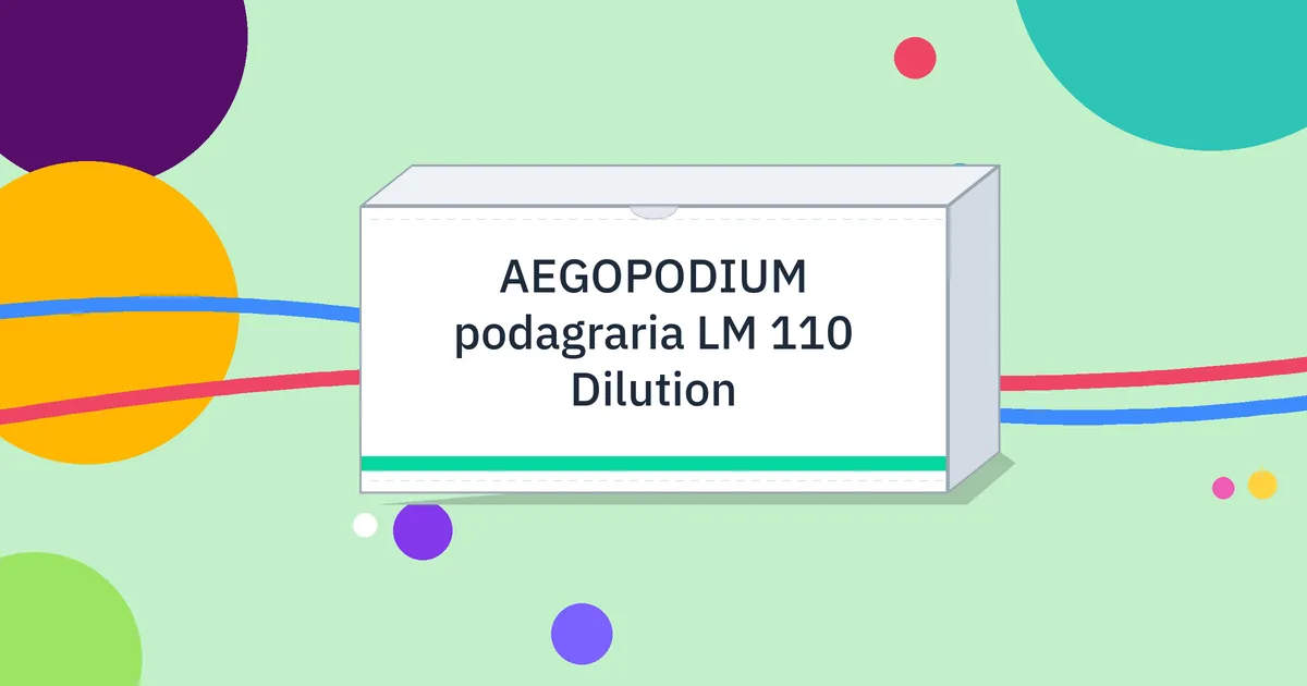 Symbolbild: Packung mit der Aufschrift AEGOPODIUM podagraria LM 110 Dilution (PZN 13298863) – Verfügbarkeit und Bezug in Apotheken in Frankfurt am Main