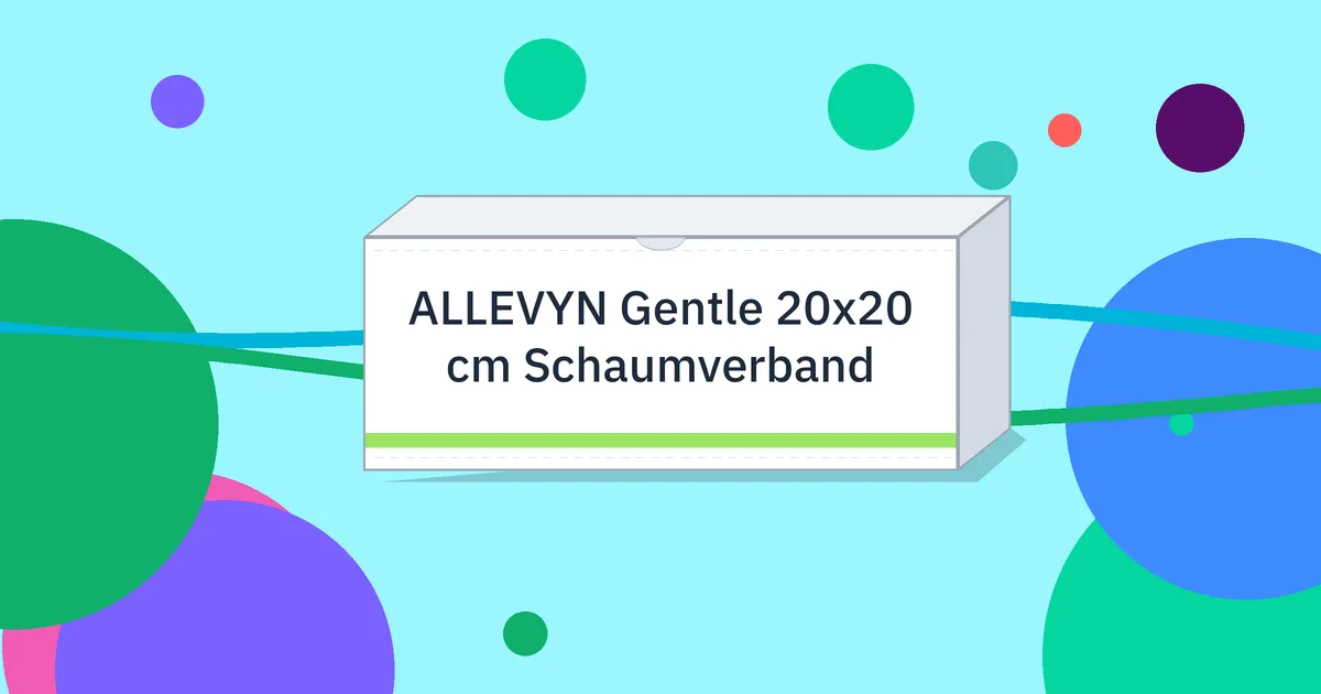 Symbolbild: Packung mit der Aufschrift ALLEVYN Gentle 20x20 cm Schaumverband (PZN 13581197) – Verfügbarkeit und Bezug in Apotheken in Frankfurt am Main