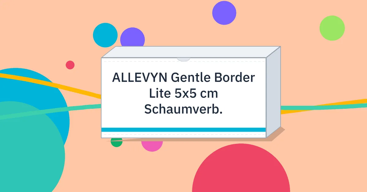 Symbolbild: Packung mit der Aufschrift ALLEVYN Gentle Border Lite 5x5 cm Schaumverb. (PZN 10274922) – Verfügbarkeit und Bezug in Apotheken in Frankfurt am Main