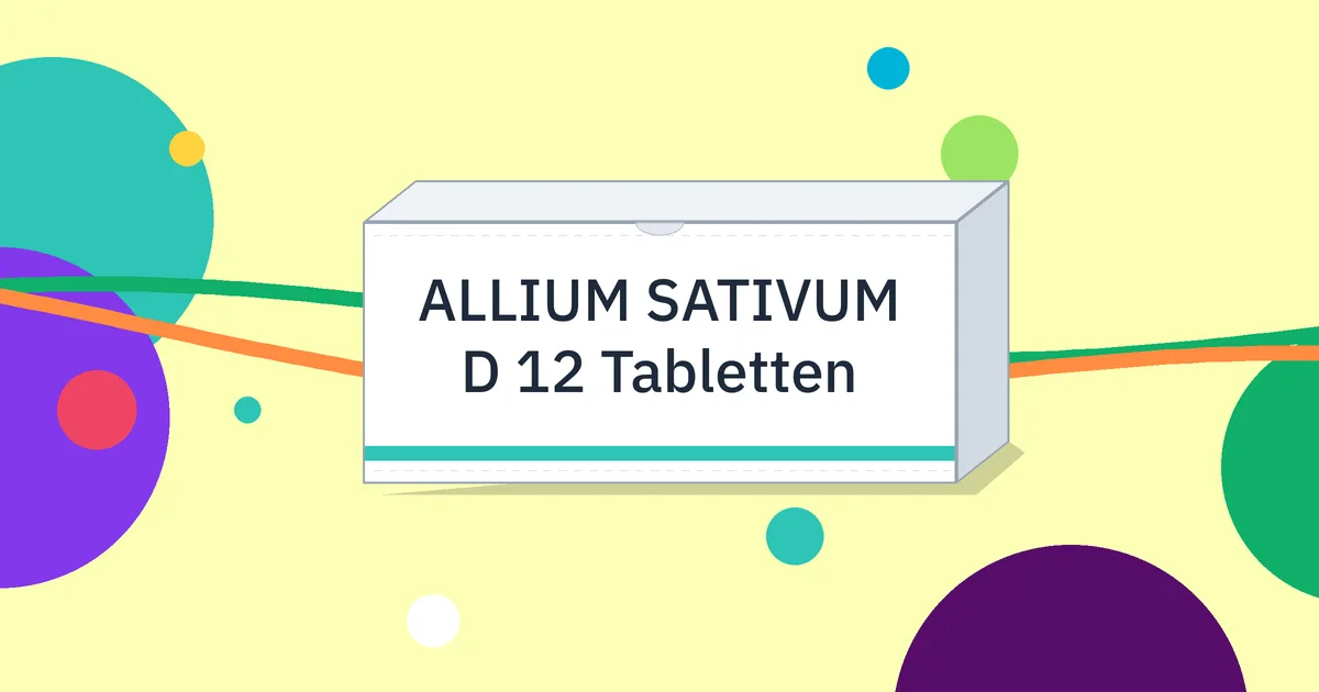 Symbolbild: Packung mit der Aufschrift ALLIUM SATIVUM D 12 Tabletten (PZN 02624704) – Verfügbarkeit und Bezug in Apotheken in Frankfurt am Main