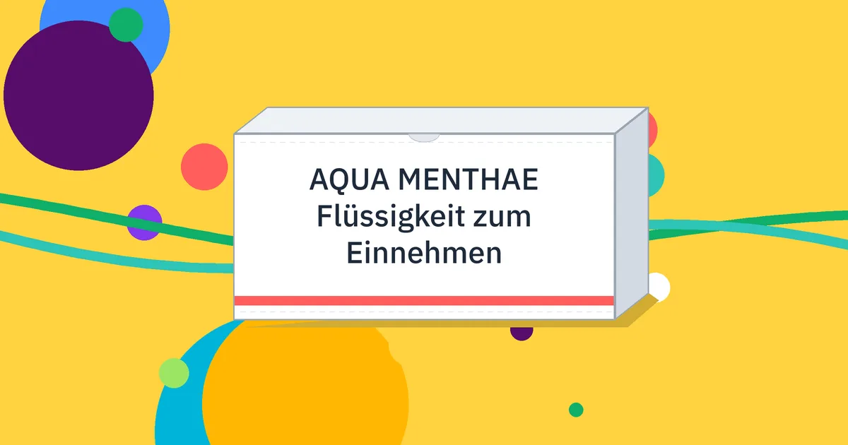Symbolbild: Packung mit der Aufschrift AQUA MENTHAE Flüssigkeit zum Einnehmen (PZN 15400952) – Verfügbarkeit und Bezug in Apotheken in Frankfurt am Main