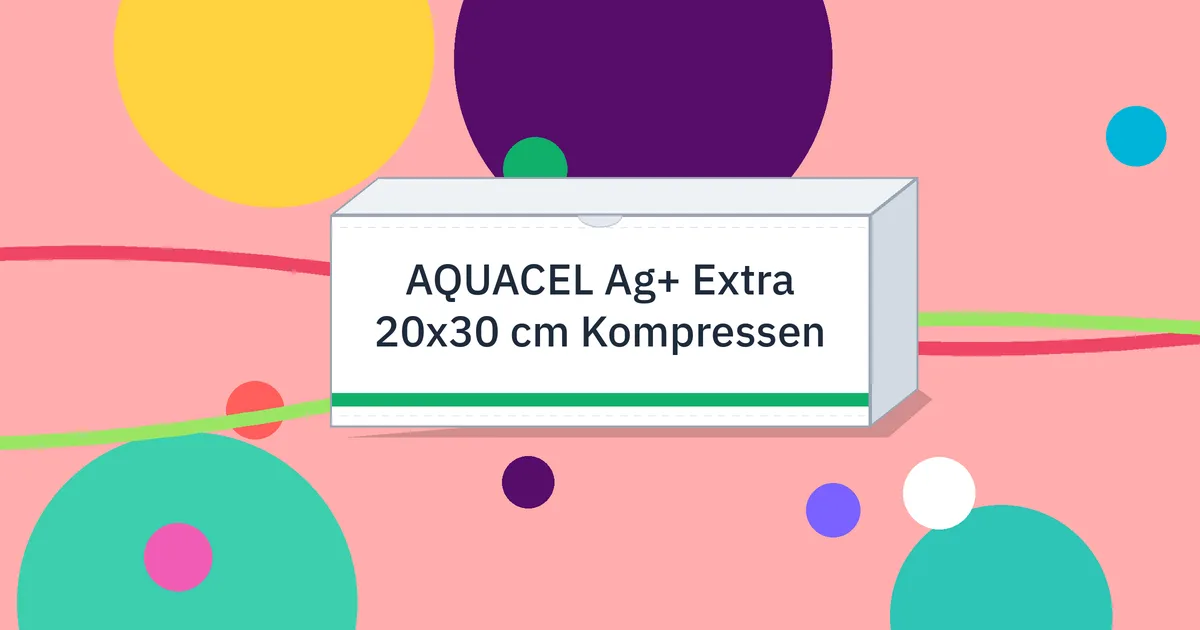 Symbolbild: Packung mit der Aufschrift AQUACEL Ag+ Extra 20x30 cm Kompressen (PZN 11605367) – Verfügbarkeit und Bezug in Apotheken in Frankfurt am Main