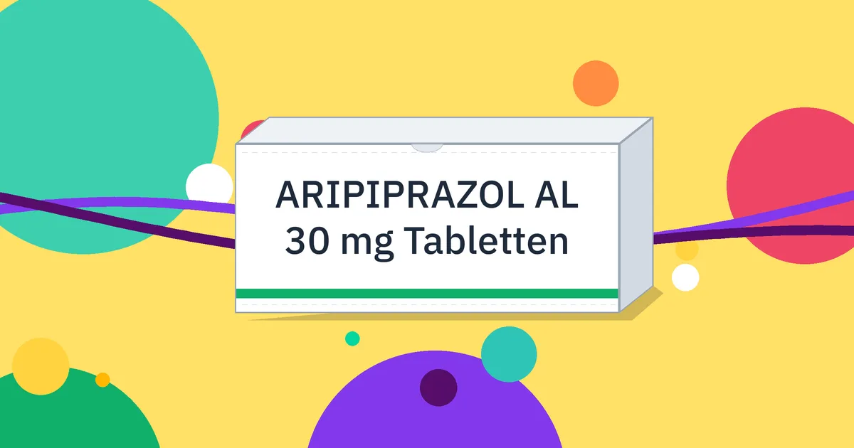 Symbolbild: Packung mit der Aufschrift ARIPIPRAZOL AL 30 mg Tabletten (PZN 10994792) – Verfügbarkeit und Bezug in Apotheken in Frankfurt am Main