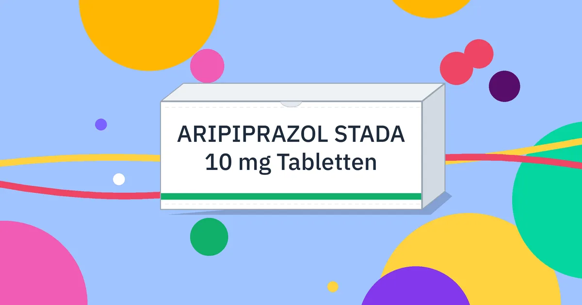 Symbolbild: Packung mit der Aufschrift ARIPIPRAZOL STADA 10 mg Tabletten (PZN 11651166) – Verfügbarkeit und Bezug in Apotheken in Frankfurt am Main