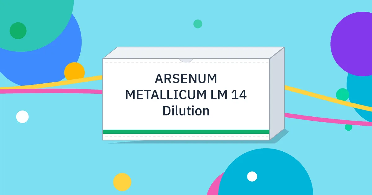 Symbolbild: Packung mit der Aufschrift ARSENUM METALLICUM LM 14 Dilution (PZN 12779365) – Verfügbarkeit und Bezug in Apotheken in Frankfurt am Main