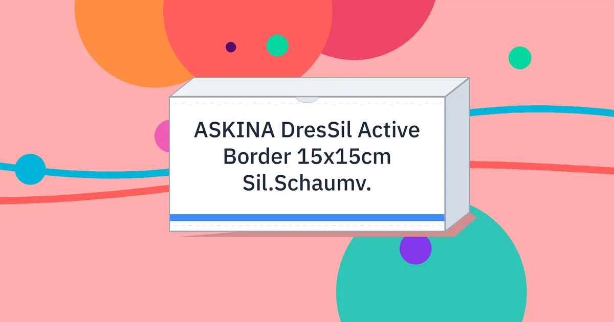 Symbolbild: Packung mit der Aufschrift ASKINA DresSil Active Border 15x15cm Sil.Schaumv. (PZN 20548668) – Verfügbarkeit und Bezug in Apotheken in Frankfurt am Main