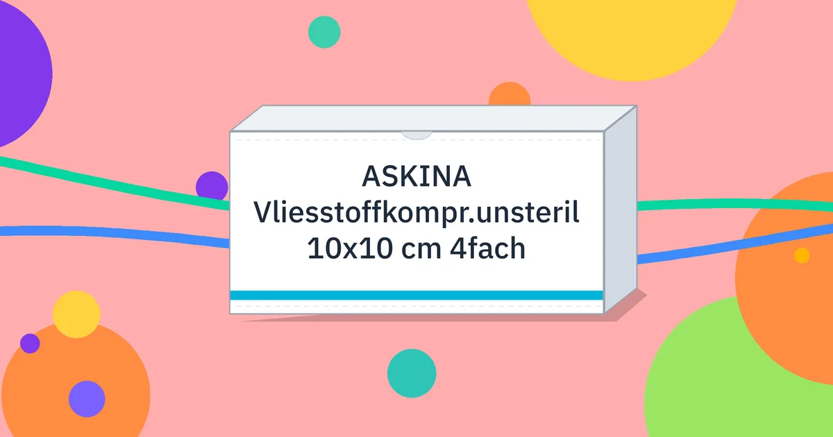 Symbolbild: Packung mit der Aufschrift ASKINA Vliesstoffkompr.unsteril 10x10 cm 4fach (PZN 14400683) – Verfügbarkeit und Bezug in Apotheken in Frankfurt am Main