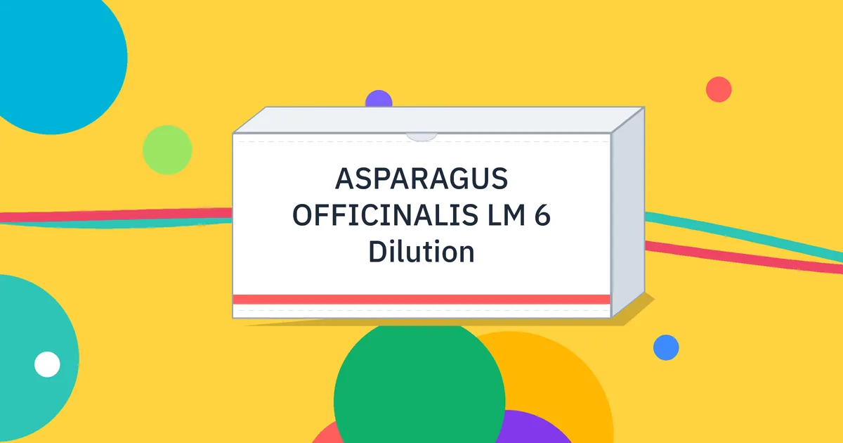 Symbolbild: Packung mit der Aufschrift ASPARAGUS OFFICINALIS LM 6 Dilution (PZN 13402705) – Verfügbarkeit und Bezug in Apotheken in Frankfurt am Main
