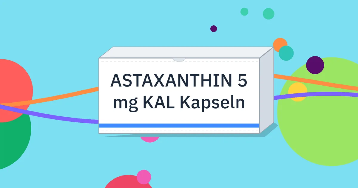 Symbolbild: Packung mit der Aufschrift ASTAXANTHIN 5 mg KAL Kapseln (PZN 17259475) – Verfügbarkeit und Bezug in Apotheken in Frankfurt am Main