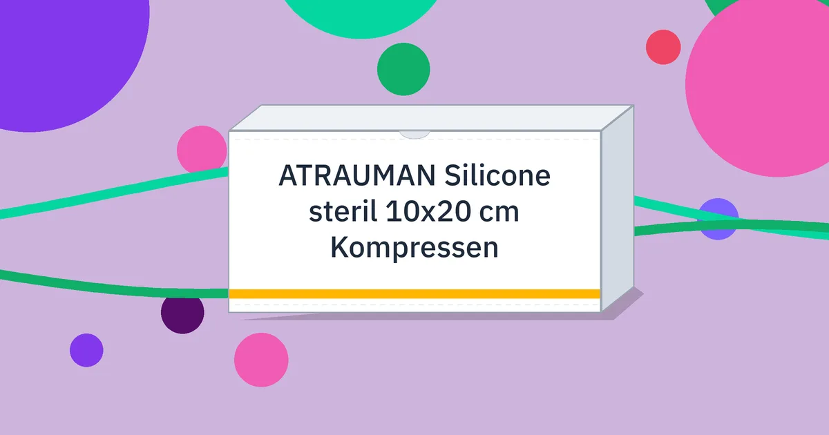 Symbolbild: Packung mit der Aufschrift ATRAUMAN Silicone steril 10x20 cm Kompressen (PZN 19698718) – Verfügbarkeit und Bezug in Apotheken in Frankfurt am Main