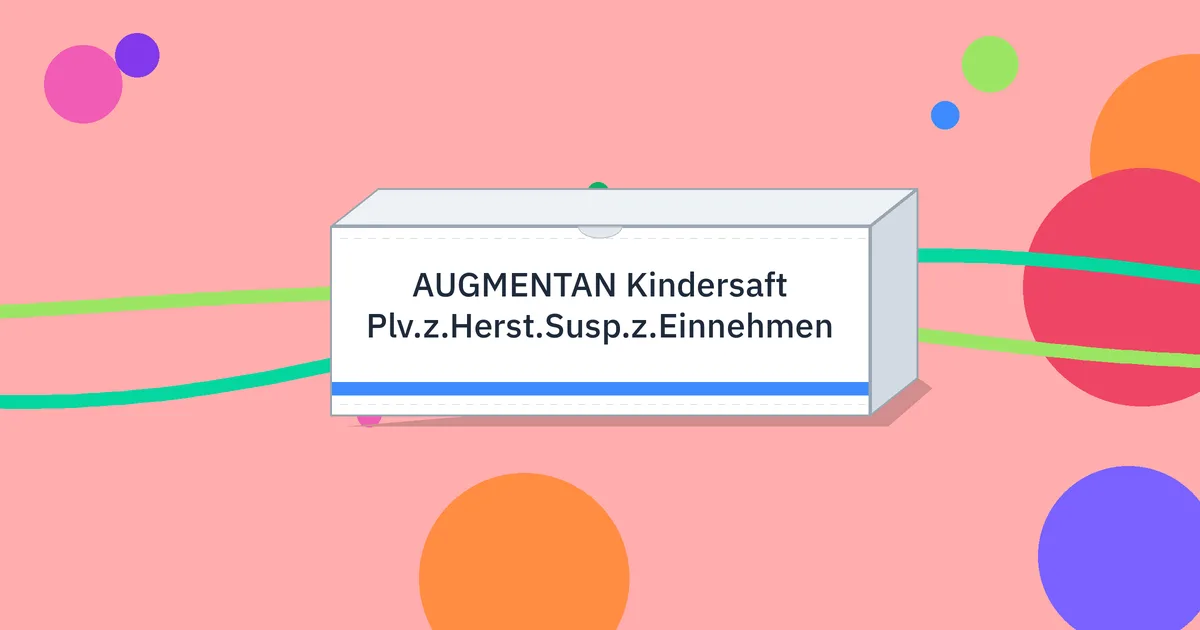 Symbolbild: Packung mit der Aufschrift AUGMENTAN Kindersaft Plv.z.Herst.Susp.z.Einnehmen (PZN 02159822) – Verfügbarkeit und Bezug in Apotheken in Frankfurt am Main