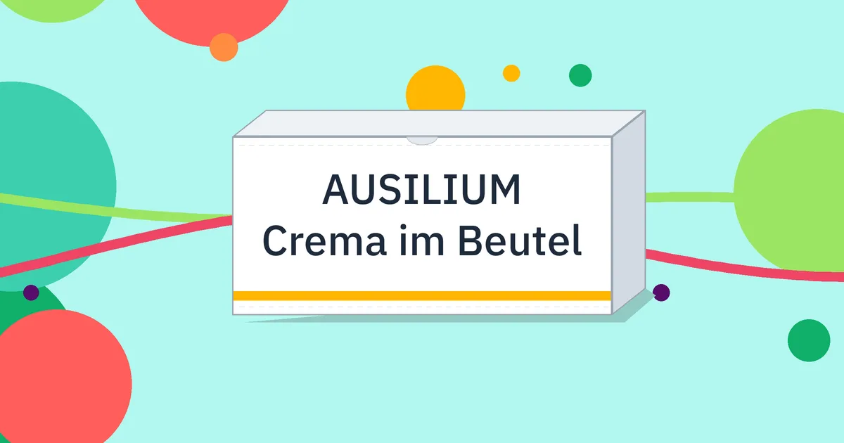 Symbolbild: Packung mit der Aufschrift AUSILIUM Crema im Beutel (PZN 19438070) – Verfügbarkeit und Bezug in Apotheken in Frankfurt am Main