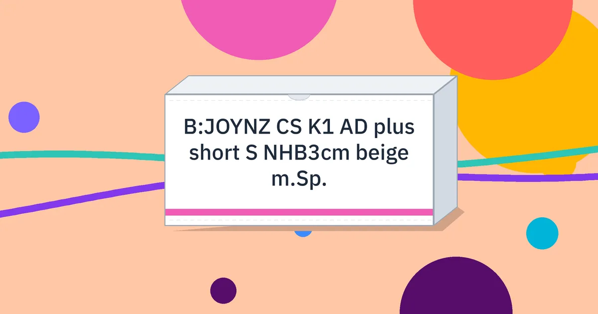 Symbolbild: Packung mit der Aufschrift B:JOYNZ CS K1 AD plus short S NHB3cm beige m.Sp. (PZN 20529375) – Verfügbarkeit und Bezug in Apotheken in Frankfurt am Main