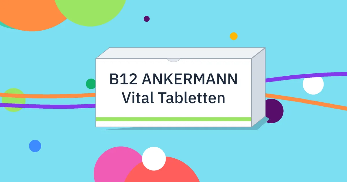 Symbolbild: Packung mit der Aufschrift B12 ANKERMANN Vital Tabletten (PZN 11193769) – Verfügbarkeit und Bezug in Apotheken in Frankfurt am Main