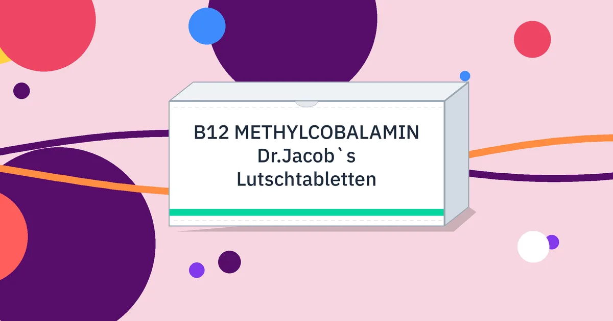 Symbolbild: Packung mit der Aufschrift B12 METHYLCOBALAMIN Dr.Jacob`s Lutschtabletten (PZN 13578663) – Verfügbarkeit und Bezug in Apotheken in Frankfurt am Main