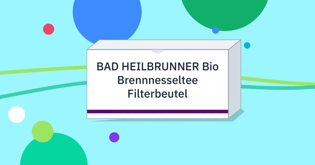 Symbolbild: Packung mit der Aufschrift BAD HEILBRUNNER Bio Brennnesseltee Filterbeutel (PZN 19747612) – Verfügbarkeit und Bezug in Apotheken in Frankfurt am Main
