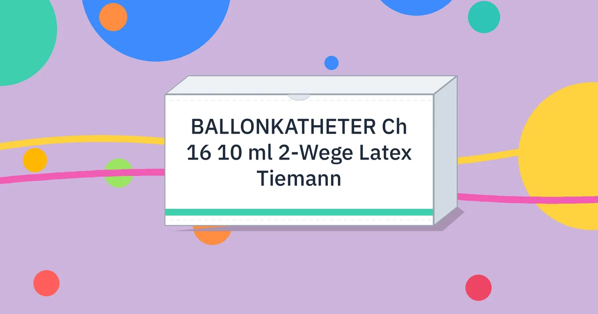 Symbolbild: Packung mit der Aufschrift BALLONKATHETER Ch 16 10 ml 2-Wege Latex Tiemann (PZN 00786408) – Verfügbarkeit und Bezug in Apotheken in Frankfurt am Main
