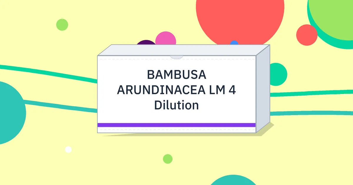 Symbolbild: Packung mit der Aufschrift BAMBUSA ARUNDINACEA LM 4 Dilution (PZN 12787560) – Verfügbarkeit und Bezug in Apotheken in Frankfurt am Main
