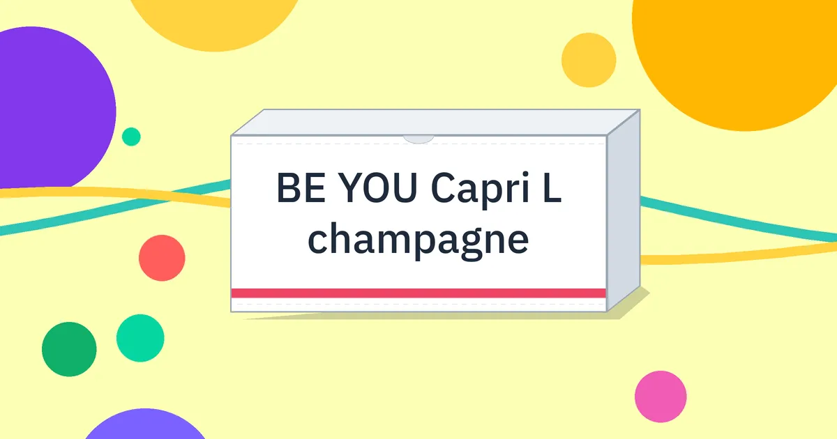 Symbolbild: Packung mit der Aufschrift BE YOU Capri L champagne (PZN 20720328) – Verfügbarkeit und Bezug in Apotheken in Frankfurt am Main