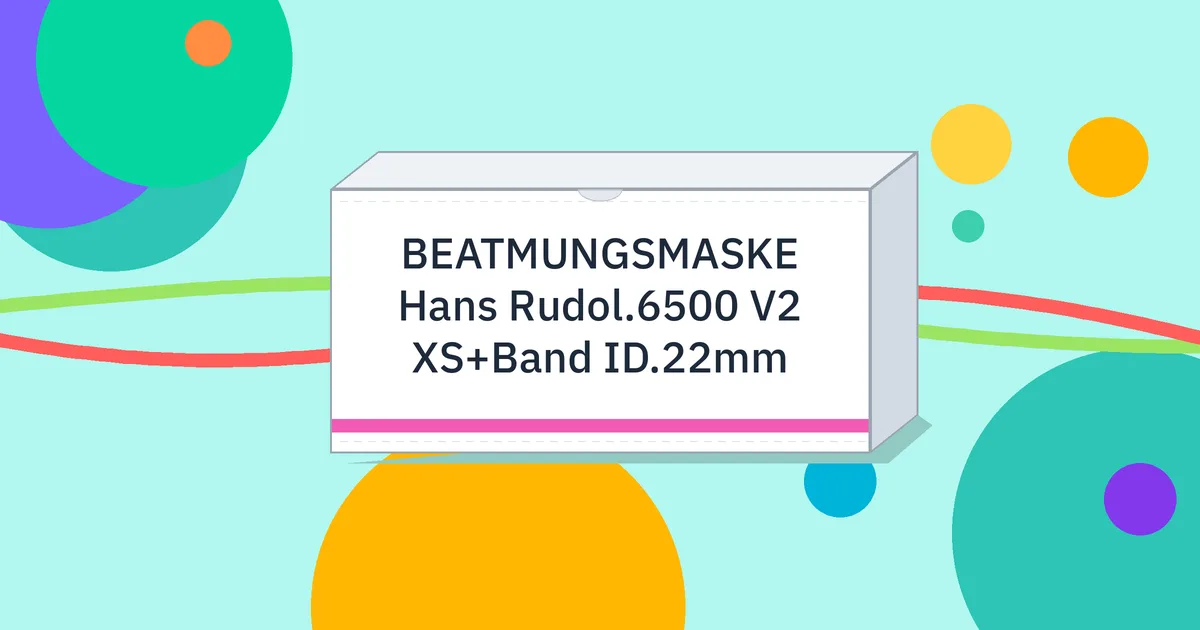 Symbolbild: Packung mit der Aufschrift BEATMUNGSMASKE Hans Rudol.6500 V2 XS+Band ID.22mm (PZN 17303420) – Verfügbarkeit und Bezug in Apotheken in Frankfurt am Main