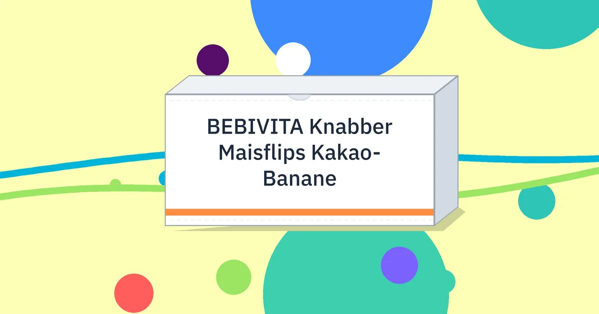 Symbolbild: Packung mit der Aufschrift BEBIVITA Knabber Maisflips Kakao-Banane (PZN 19483722) – Verfügbarkeit und Bezug in Apotheken in Frankfurt am Main