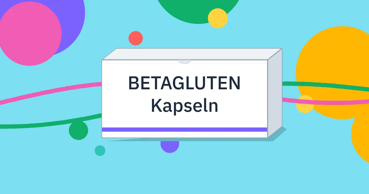 Symbolbild: Packung mit der Aufschrift BETAGLUTEN Kapseln (PZN 10992379) – Verfügbarkeit und Bezug in Apotheken in Frankfurt am Main