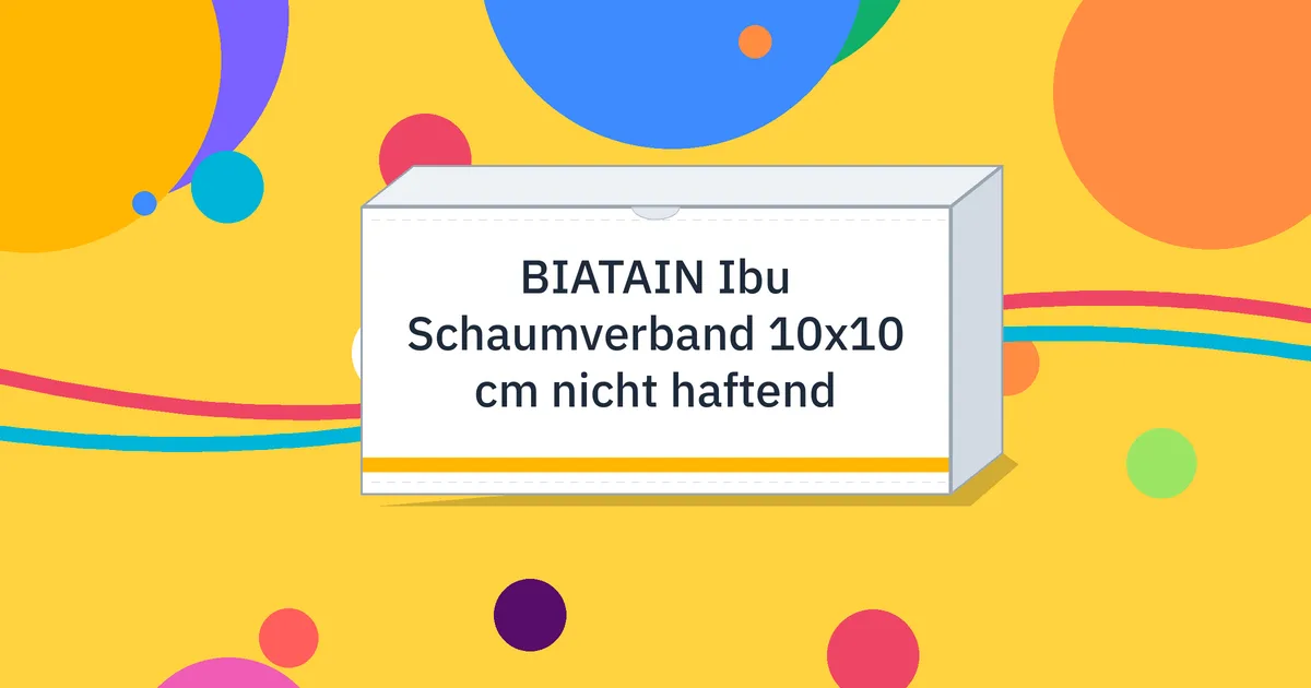 Symbolbild: Packung mit der Aufschrift BIATAIN Ibu Schaumverband 10x10 cm nicht haftend (PZN 14331574) – Verfügbarkeit und Bezug in Apotheken in Frankfurt am Main