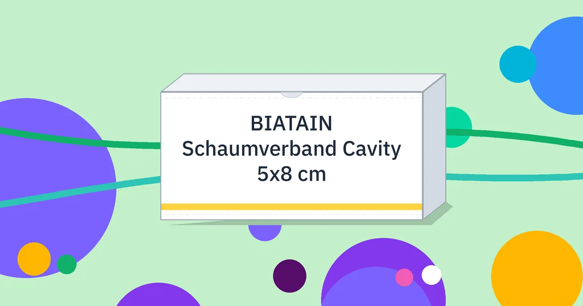 Symbolbild: Packung mit der Aufschrift BIATAIN Schaumverband Cavity 5x8 cm (PZN 11116817) – Verfügbarkeit und Bezug in Apotheken in Frankfurt am Main