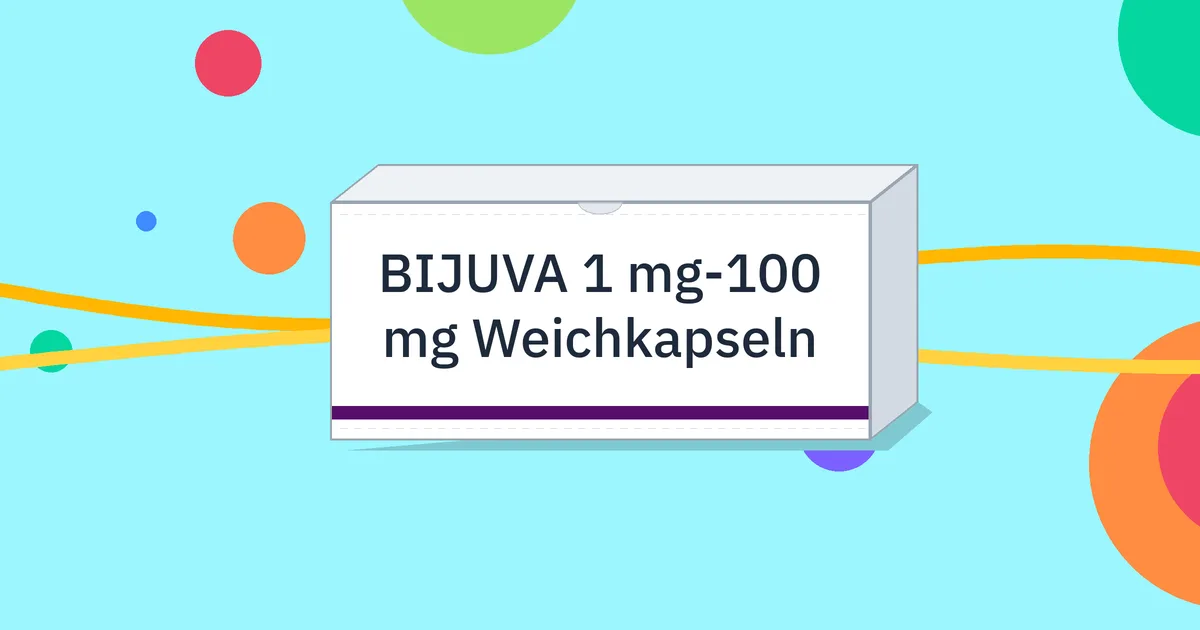 Symbolbild: Packung mit der Aufschrift BIJUVA 1 mg-100 mg Weichkapseln (PZN 16222688) – Verfügbarkeit und Bezug in Apotheken in Frankfurt am Main
