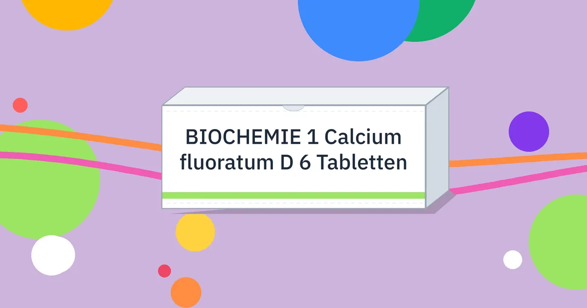 Symbolbild: Packung mit der Aufschrift BIOCHEMIE 1 Calcium fluoratum D 6 Tabletten (PZN 04324828) – Verfügbarkeit und Bezug in Apotheken in Frankfurt am Main