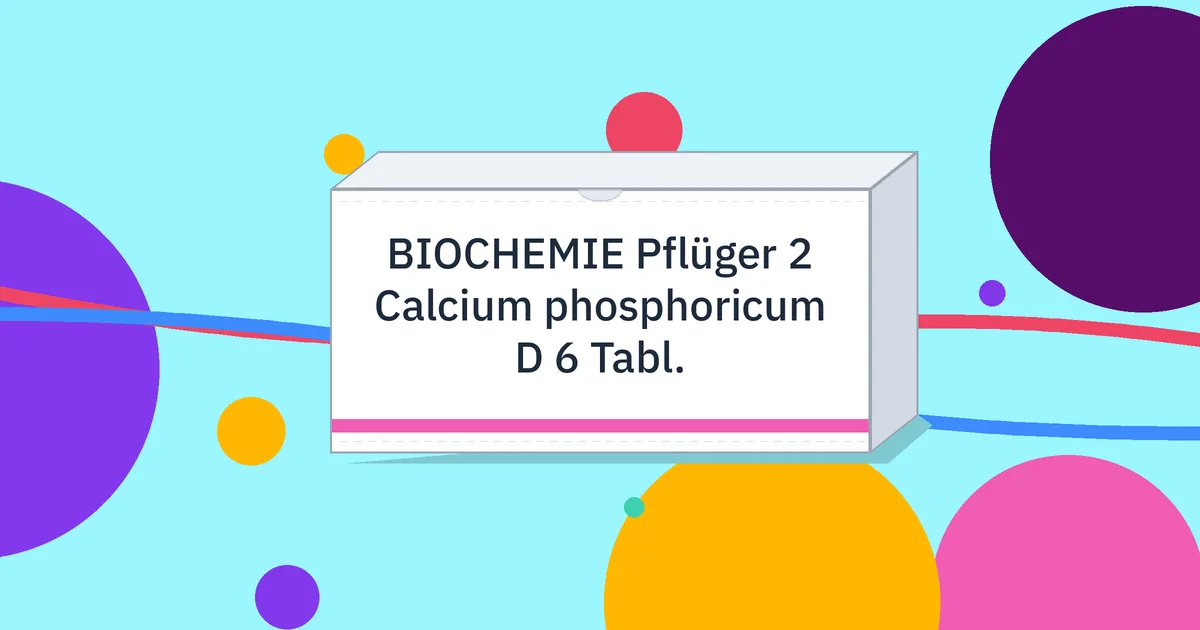 Symbolbild: Packung mit der Aufschrift BIOCHEMIE Pflüger 2 Calcium phosphoricum D 6 Tabl. (PZN 06318795) – Verfügbarkeit und Bezug in Apotheken in Frankfurt am Main