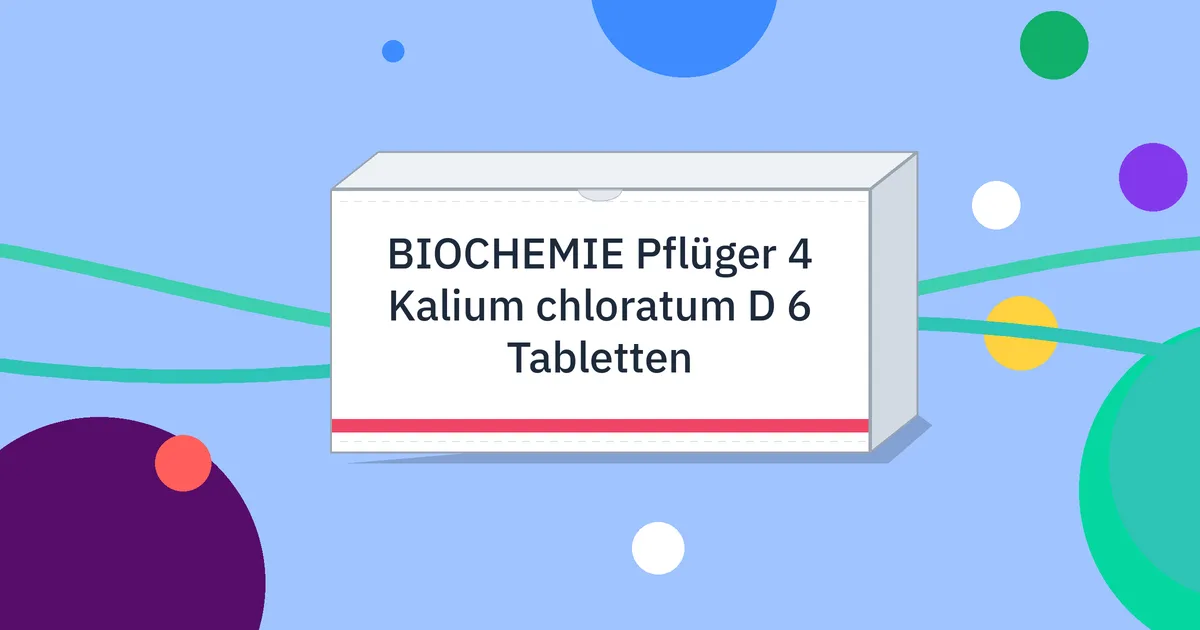 Symbolbild: Packung mit der Aufschrift BIOCHEMIE Pflüger 4 Kalium chloratum D 6 Tabletten (PZN 06318938) – Verfügbarkeit und Bezug in Apotheken in Frankfurt am Main