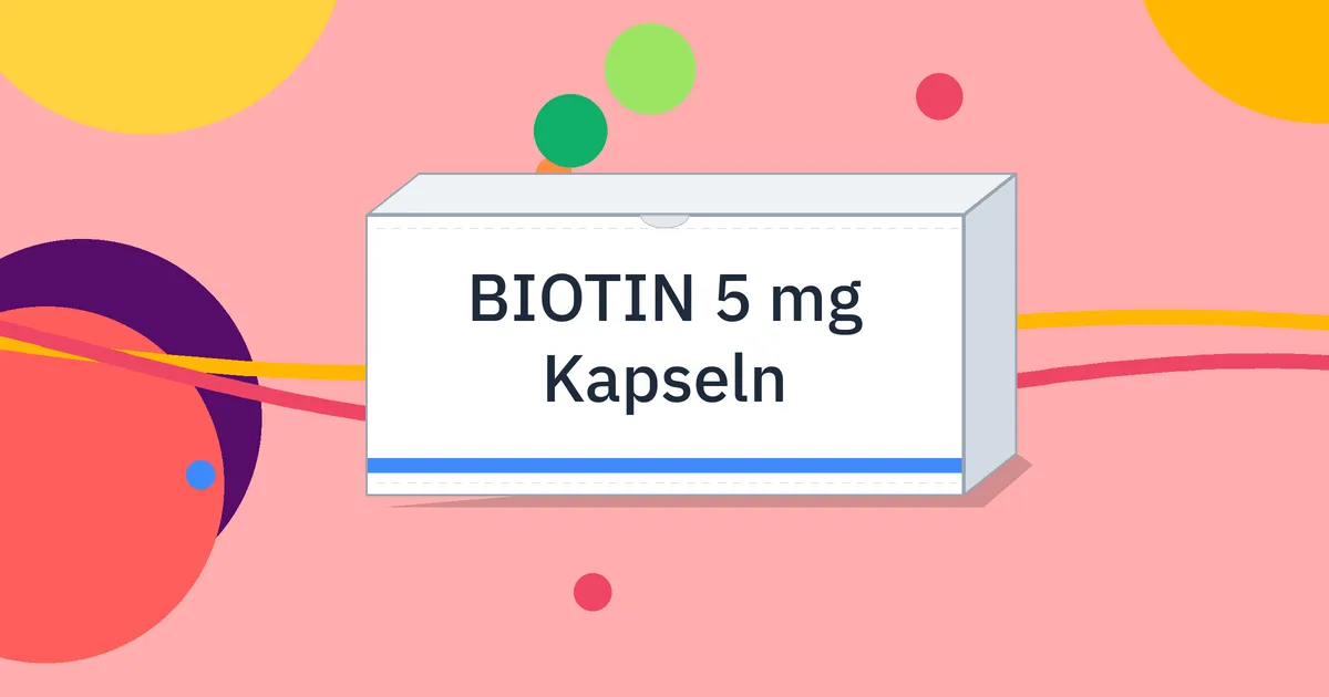 Symbolbild: Packung mit der Aufschrift BIOTIN 5 mg Kapseln (PZN 18139833) – Verfügbarkeit und Bezug in Apotheken in Frankfurt am Main
